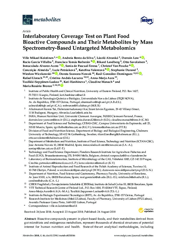 (PDF) Interlaboratory Coverage Test on Plant Food Bioactive Compounds ...