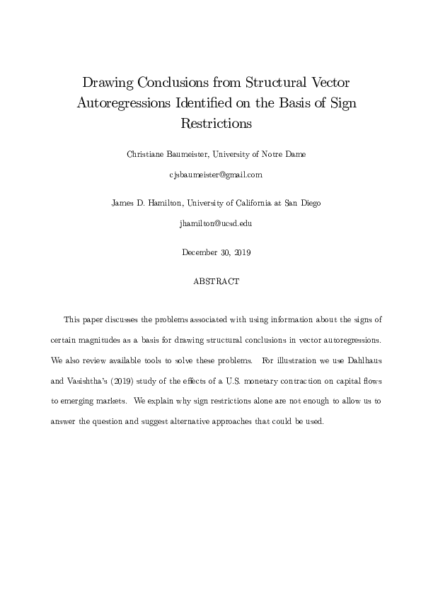 (PDF) Drawing Conclusions from Structural Vector Autoregressions ...
