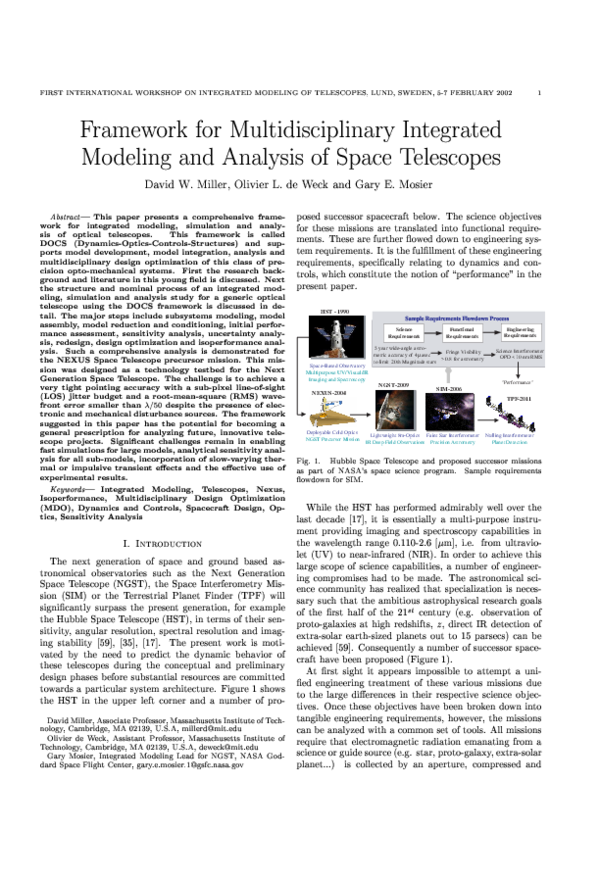 (PDF) Framework for multidisciplinary integrated modeling and analysis of space telescopes