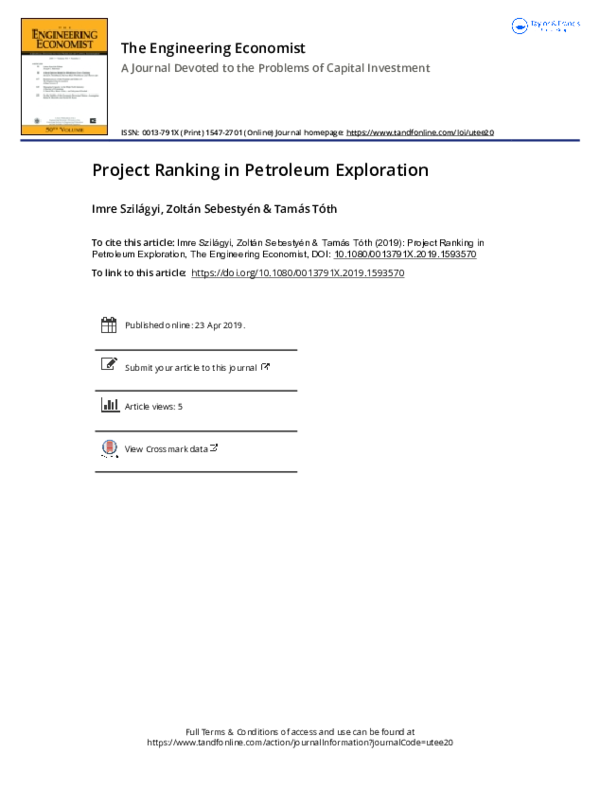 (PDF) Project Ranking in Petroleum Exploration