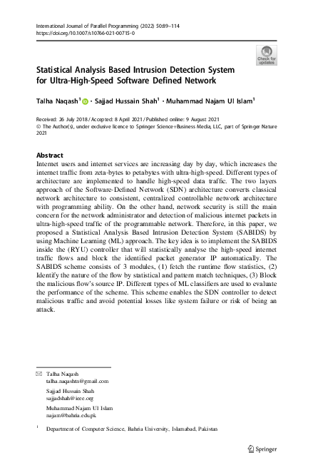 (PDF) Statistical Analysis Based Intrusion Detection System for Ultra-High-Speed Software ...