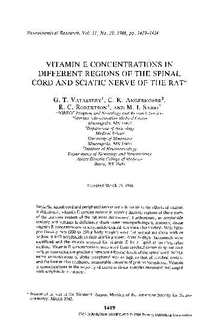 (PDF) Vitamin E concentrations in different regions of the spinal cord ...