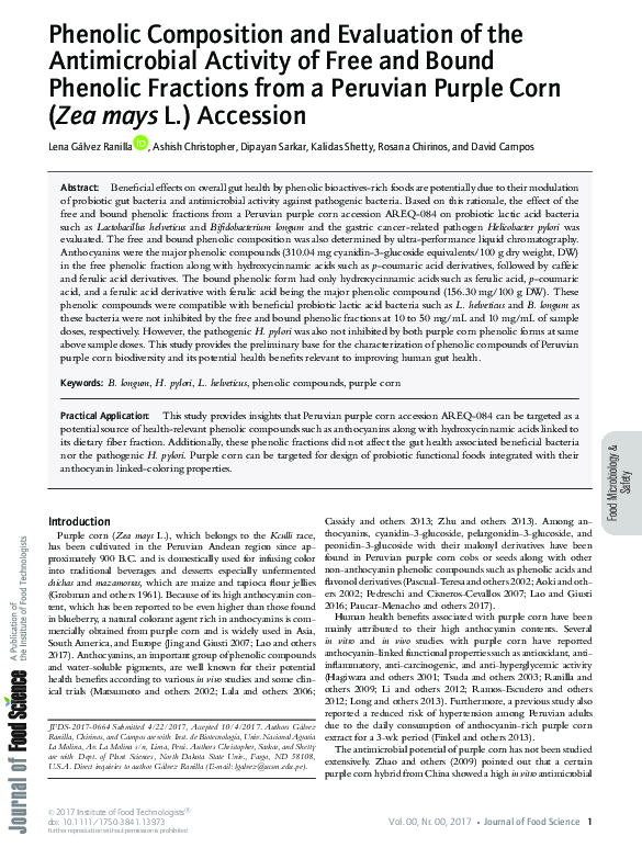 (PDF) Phenolic Composition and Evaluation of the Antimicrobial Activity of Free and Bound ...