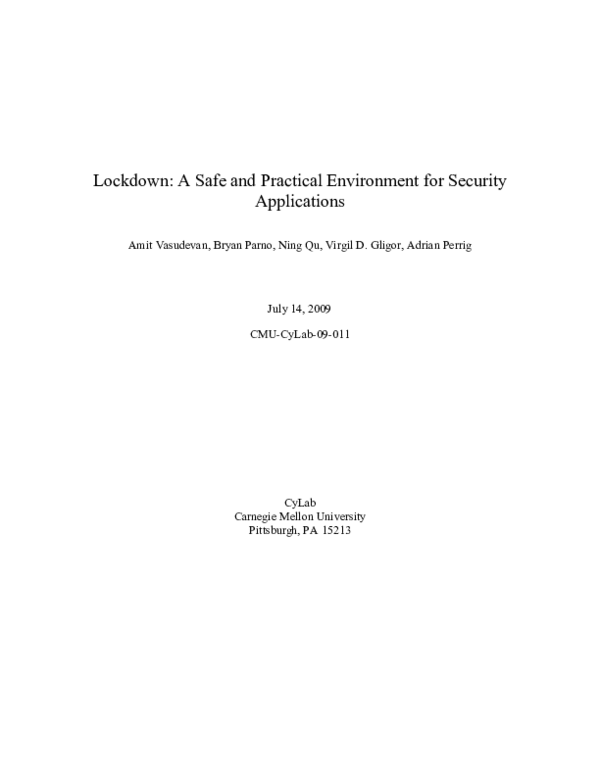 (PDF) Lockdown: A Safe and Practical Environment for Security ...