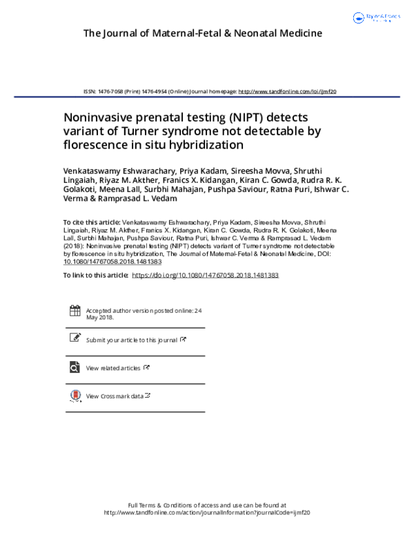 (PDF) Noninvasive prenatal testing (NIPT) detects variant of Turner ...