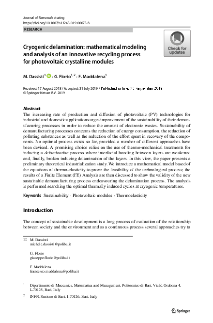 (PDF) Cryogenic delamination: mathematical modeling and analysis of an innovative recycling ...
