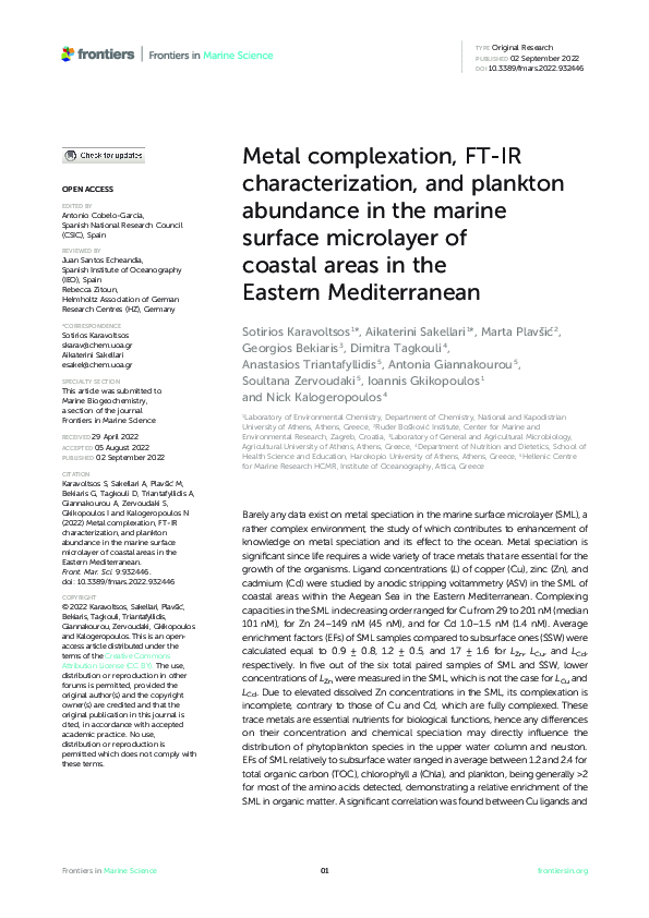 Metal complexation, FT-IR characterization, and plankton abundance in ...