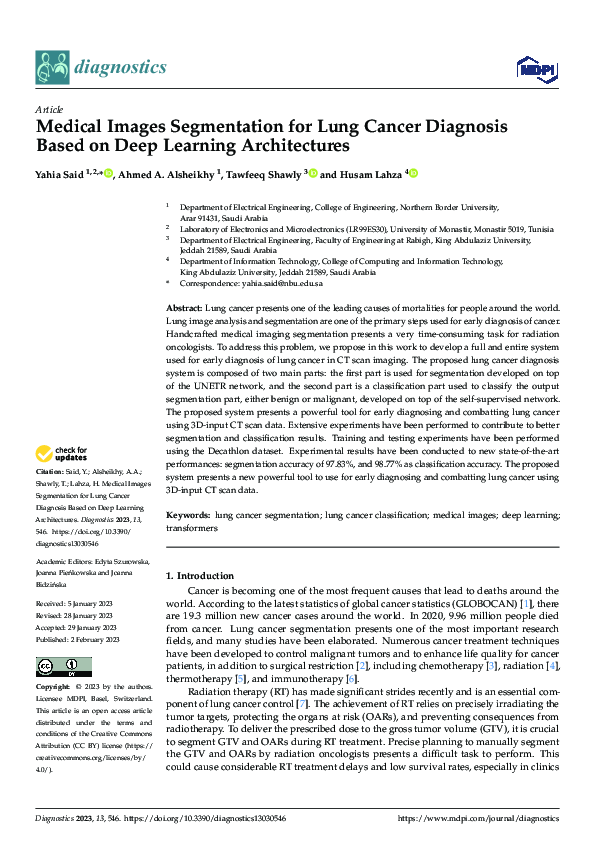 (PDF) Medical Images Segmentation for Lung Cancer Diagnosis Based on ...