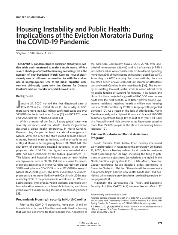 (PDF) Housing Instability and Public Health: Implications of the ...