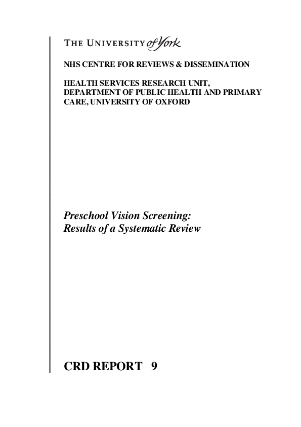 (PDF) Preschool vision screening: results of a systematic review ...