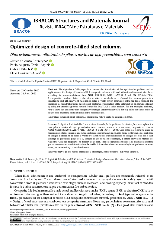 (PDF) Optimized design of concrete-filled steel columns
