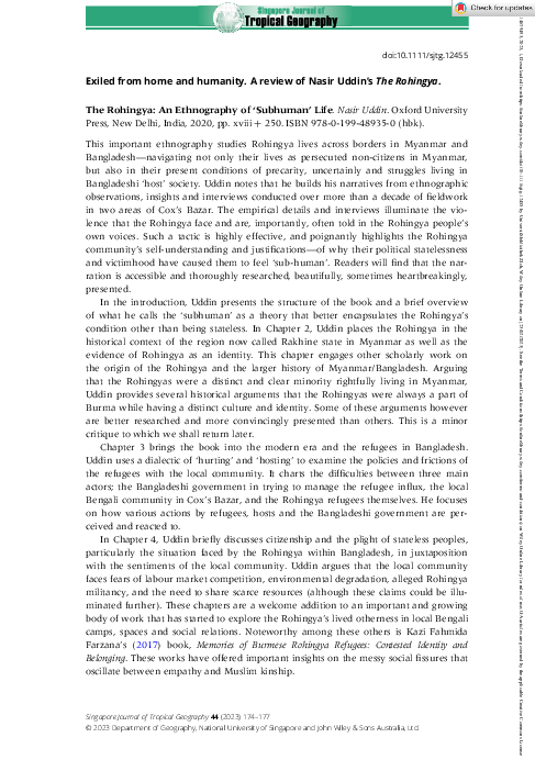 (PDF) Exiled from home and humanity. A review of Nasir Uddin's The Rohingya