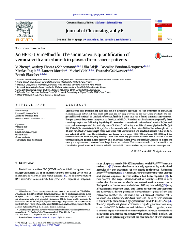 Pdf Hplc Uv Method For Vemurafenib And Erlotinib