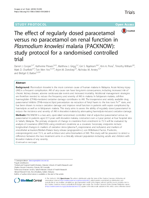 (PDF) The effect of regularly dosed paracetamol versus no paracetamol on renal function in ...