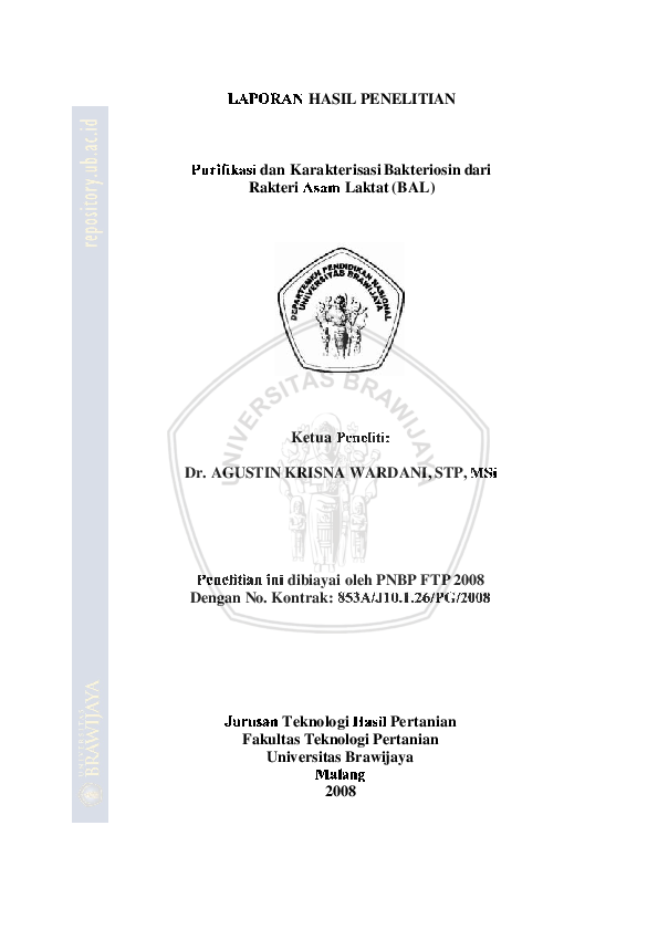 (PDF) Purifikasi dan karakterisasi bakteriosin dari Bakteri Asam Laktat ...