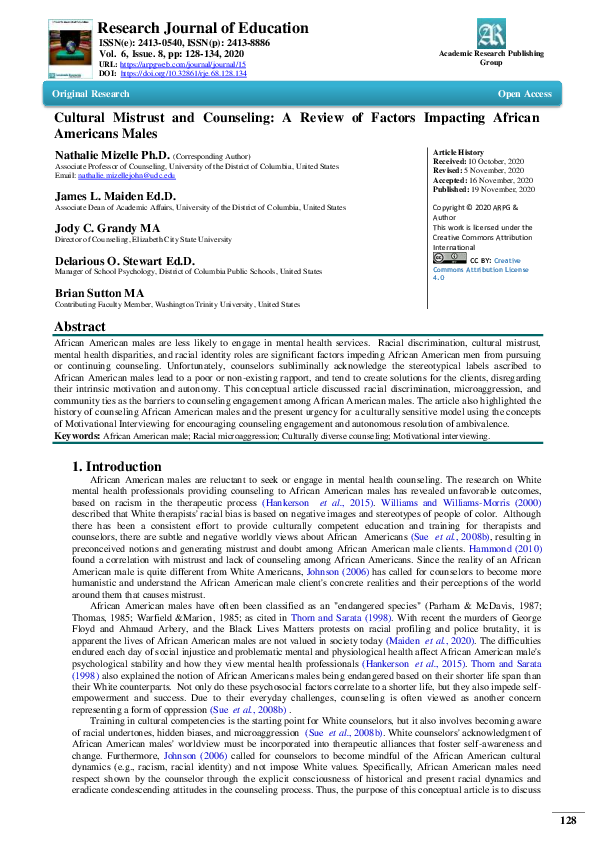 (PDF) Cultural Mistrust and Counseling: A Review of Factors Impacting ...