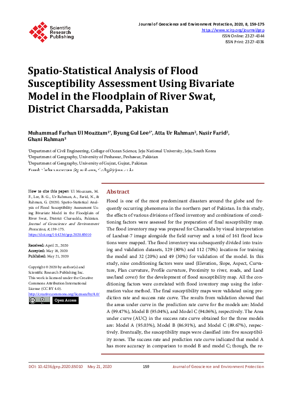 (PDF) Spatio-Statistical Analysis of Flood Susceptibility Assessment ...
