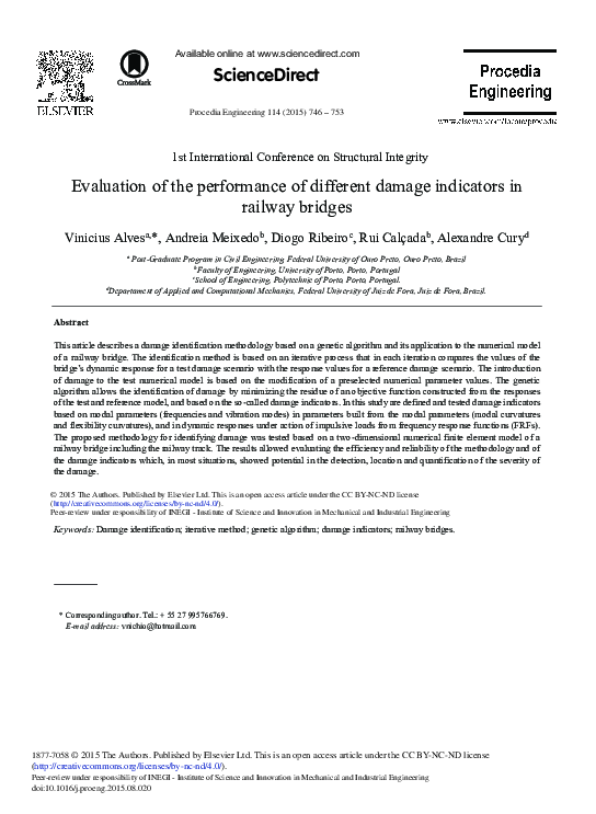 (PDF) Evaluation of the Performance of Different Damage Indicators in Railway Bridges
