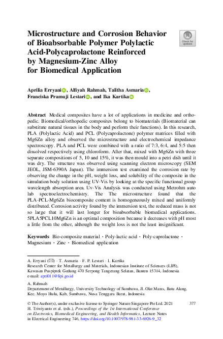 (PDF) Microstructure and Corrosion Behavior of Bioabsorbable Polymer Polylactic Acid ...