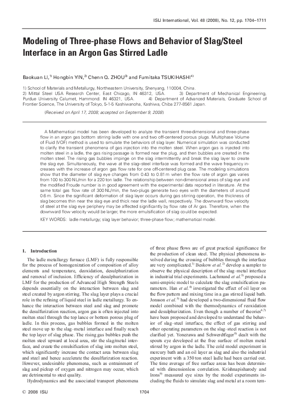 (PDF) Modeling of Three-phase Flows and Behavior of Slag/Steel ...