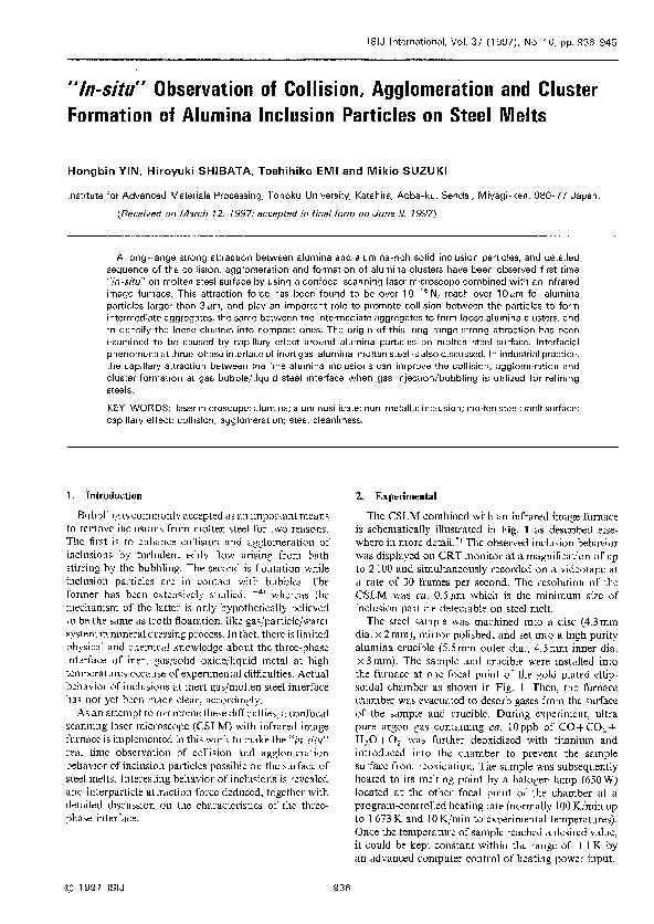 (PDF) In-situ" Observation of Collision, Agglomeration and Cluster ...