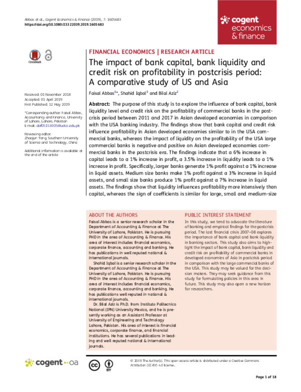 (PDF) The impact of bank capital, bank liquidity and credit risk on ...