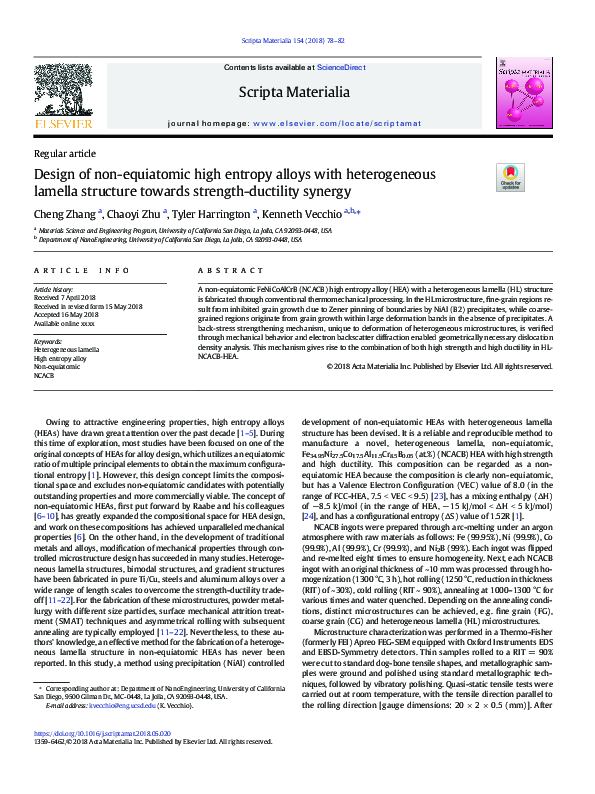 (PDF) Design of non-equiatomic high entropy alloys with heterogeneous ...