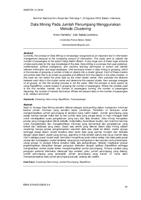 (PDF) Data Mining Pada Jumlah Penumpang Menggunakan Metode Clustering