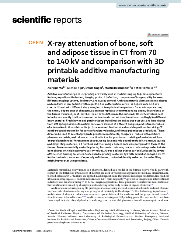 (PDF) X-ray attenuation of bone, soft and adipose tissue in CT from 70 ...