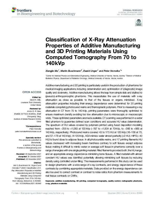 (PDF) Classification of X-Ray Attenuation Properties of Additive Manufacturing and 3D Printing ...