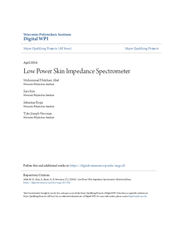 (PDF) Low Power Skin Impedance Spectrometer