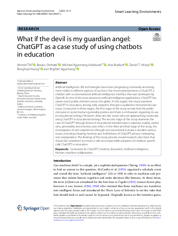 (PDF) What if the devil is my guardian angel: ChatGPT as a case study of using chatbots in education