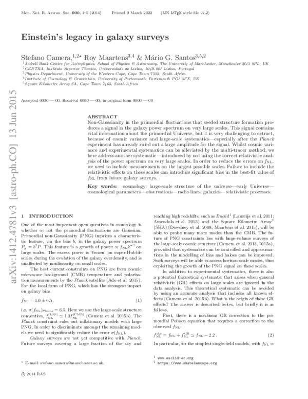 (PDF) Measuring primordial non-Gaussianity in the galaxy power spectrum: general relativity ...