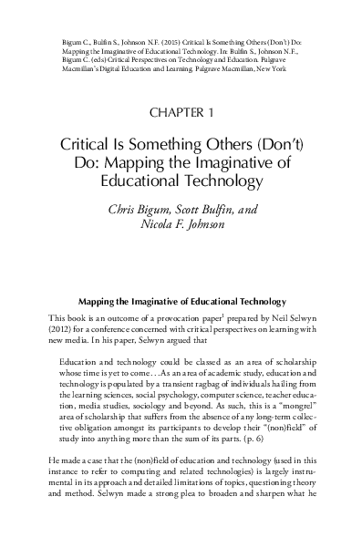 (PDF) Critical Is Something Others (Don’t) Do: Mapping the Imaginative ...