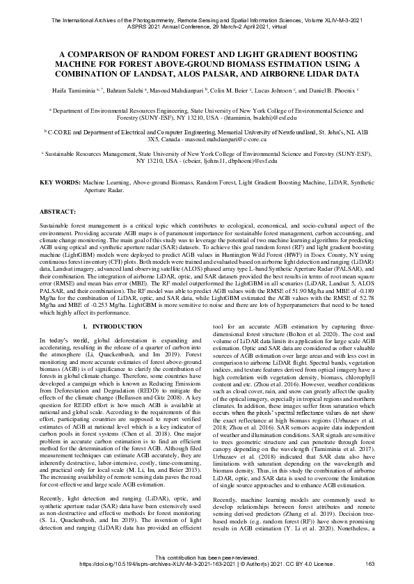 (PDF) A Comparison of Random Forest and Light Gradient Boosting Machine for Forest Above-Ground ...