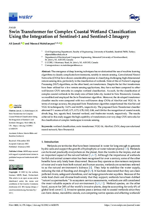Pdf Swin Transformer For Complex Coastal Wetland Classification Using The Integration Of