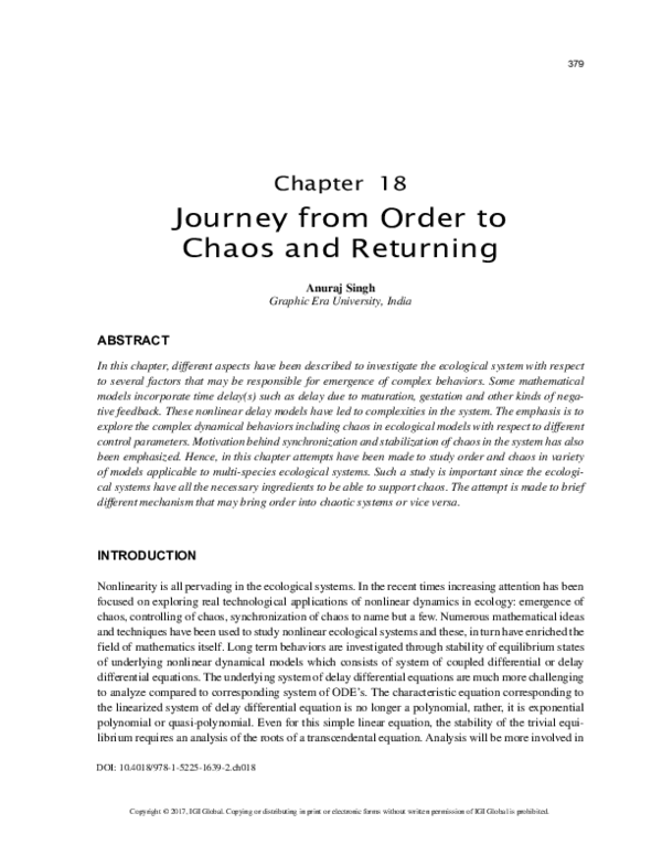 Pdf Journey From Order To Chaos And Returning