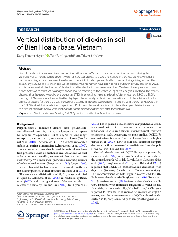 (PDF) Vertical distribution of dioxins in soil of Bien Hoa airbase, Vietnam