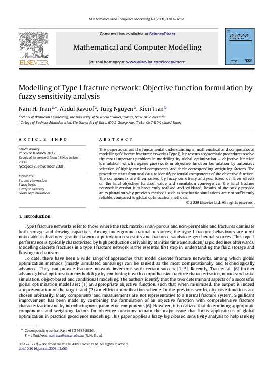 (PDF) Modelling of Type I fracture network: Objective function formulation by fuzzy sensitivity ...