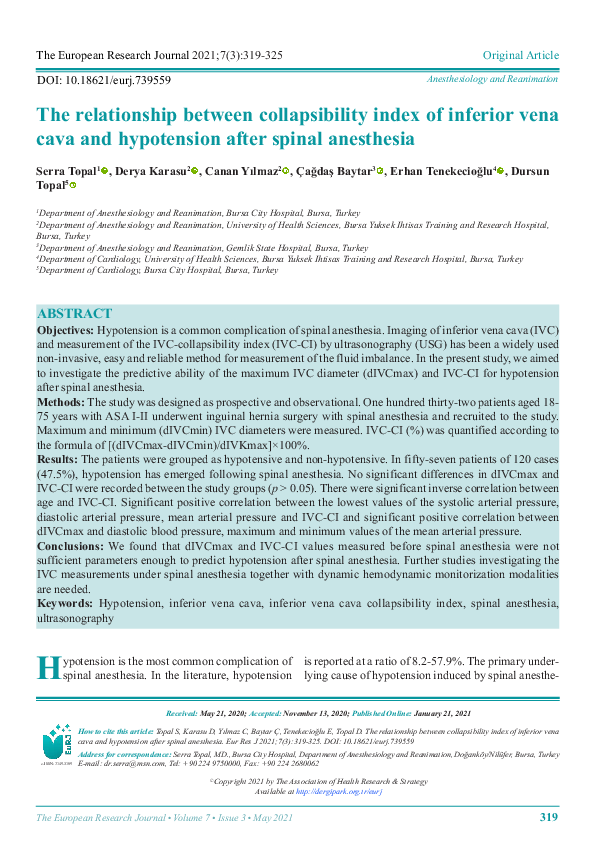 (PDF) The relationship between collapsibility index of inferior vena ...