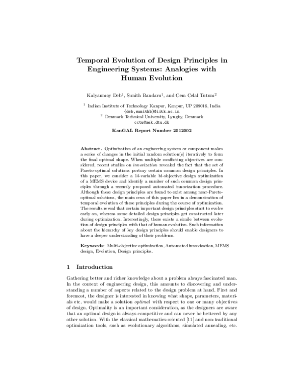 (PDF) Temporal Evolution of Design Principles in Engineering Systems: Analogies with Human Evolution
