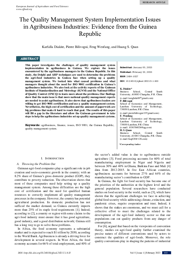 (PDF) The Quality Management System Implementation Issues in ...
