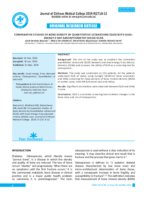 (PDF) Comparative studies of bone density by quantitative ultrasound ...