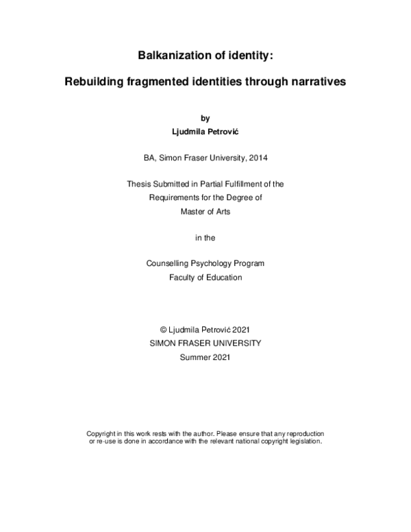 (PDF) Balkanization of identity: Rebuilding fragmented identities ...