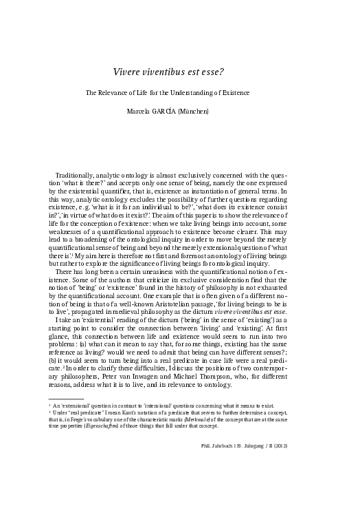 (PDF) The Relevance of Life for the Understanding of Existence