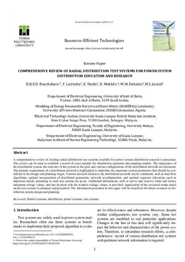 (PDF) Comprehensive Review of Radial Distribution Test Systems for ...