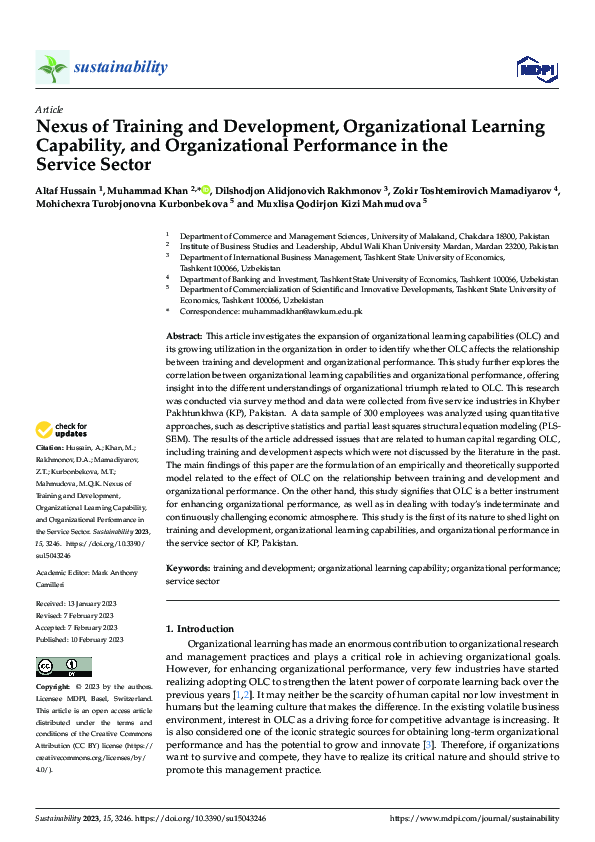 (PDF) Nexus of Training and Development, Organizational Learning ...