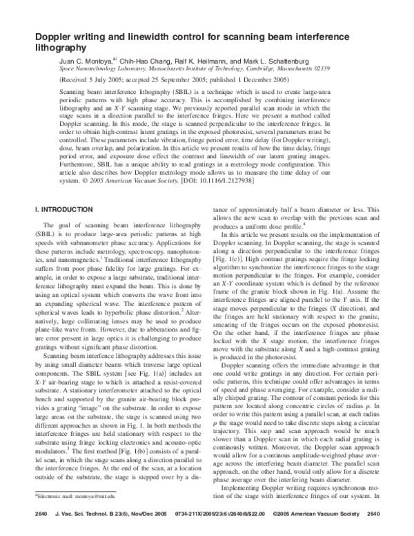 (PDF) Doppler writing and linewidth control for scanning beam ...