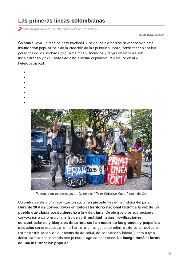 (PDF) Las primeras líneas colombianas