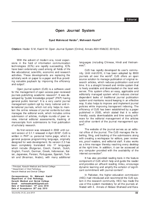 (PDF) Open Journal System